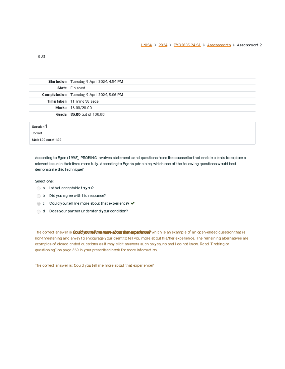 PYC2601 Assessment 2 Attempt Review - HIV & Counselling Insights - Studocu