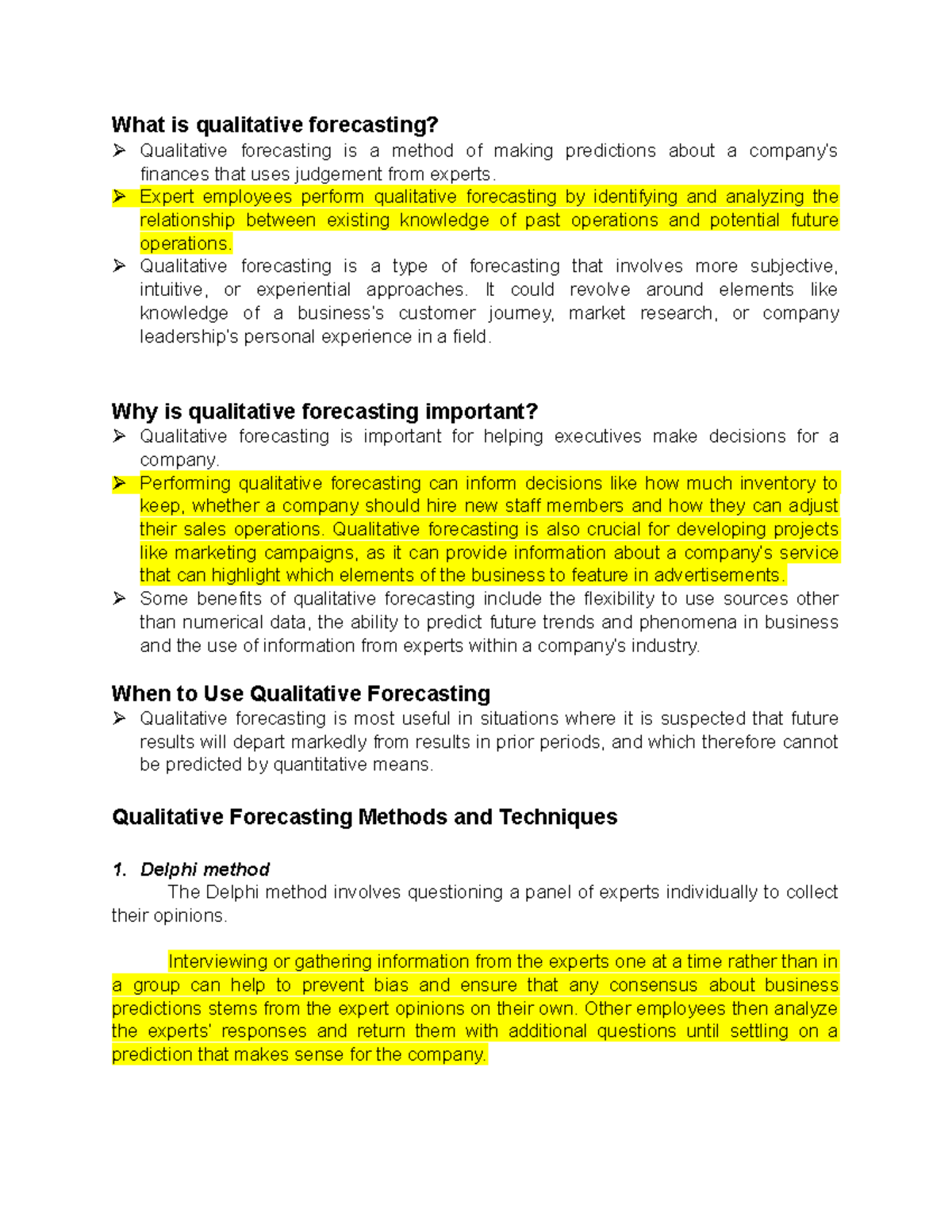 Qualitative Forecasting Techniques: Insights for Business Decision ...