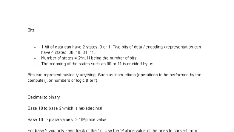CIS 341 Lecture Notes: Understanding Bits, Data Representation, and ...