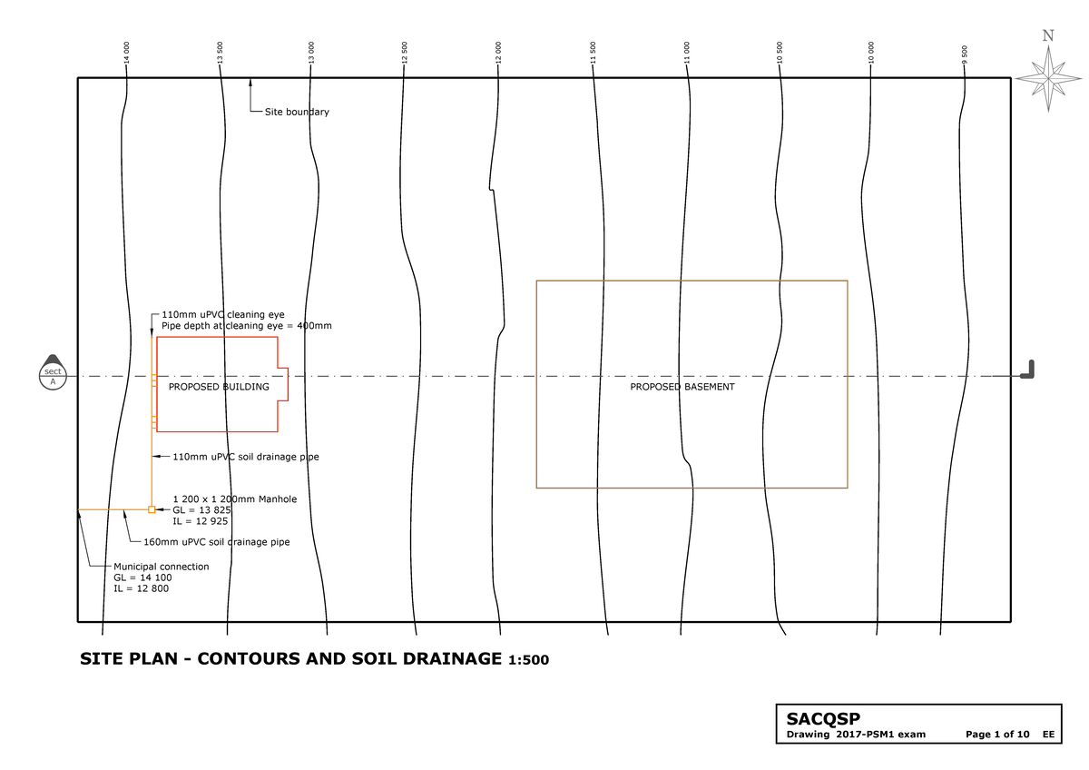 2017 PSM1 Exam Drawing: Proposed Building Levels & Drainage Plans - Studocu