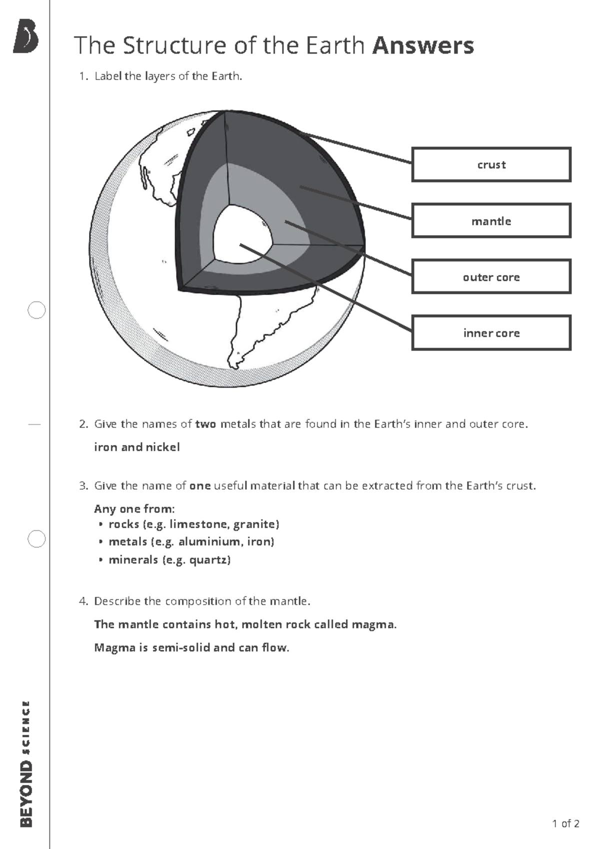 Structure of the Earth: Layers and Composition Answers - Studocu
