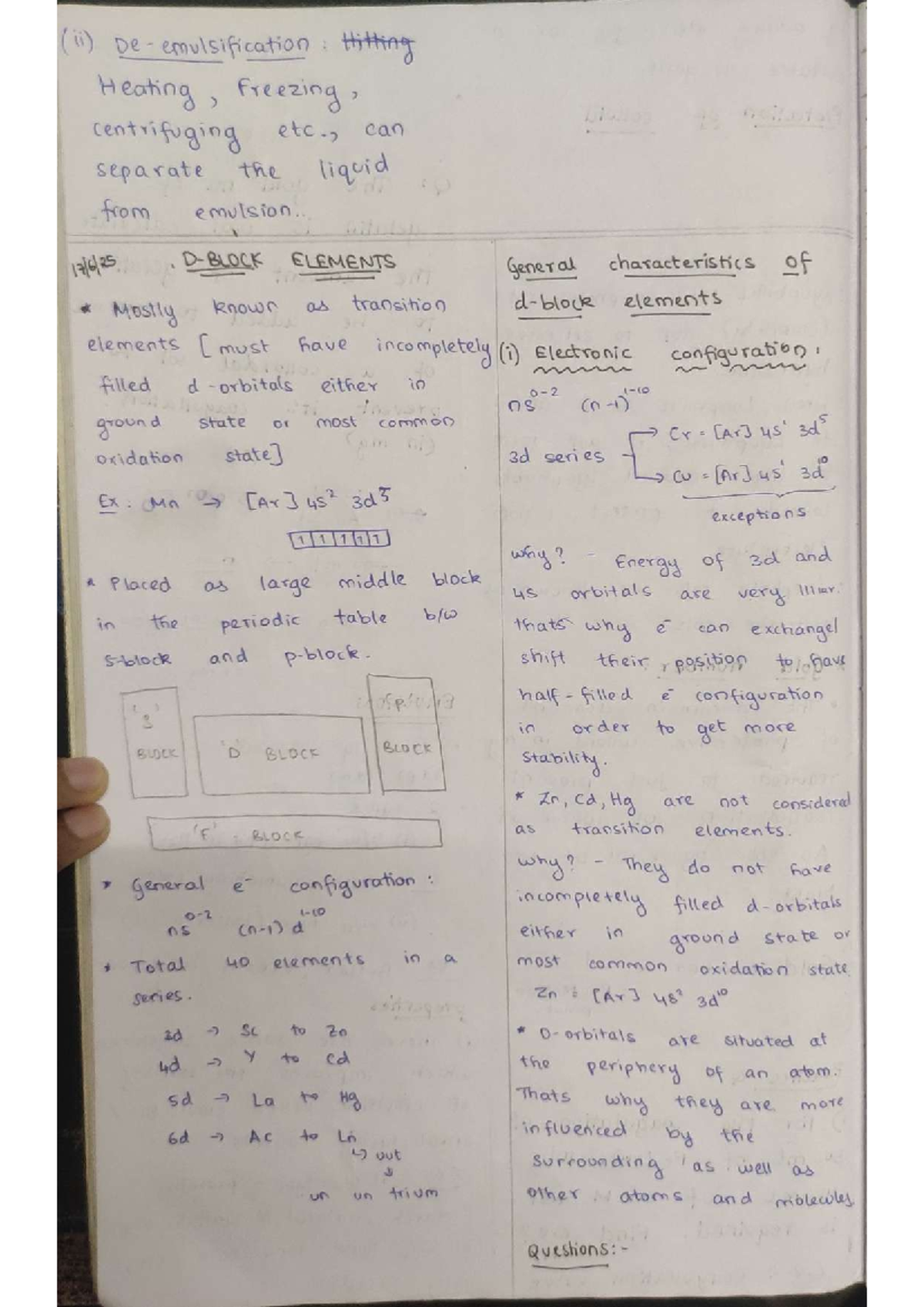 D and F Block Elements: Comprehensive Study Notes (s4yhh) - Studocu