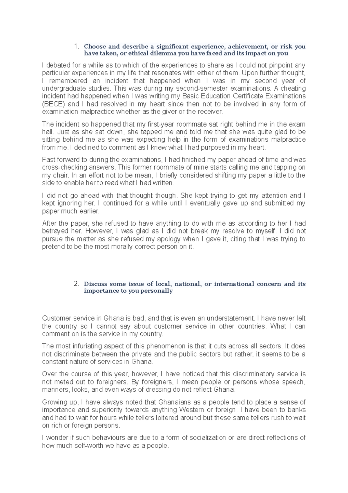 Reflective Essay: Experiences, Influences & Volunteer Aspirations - Studocu