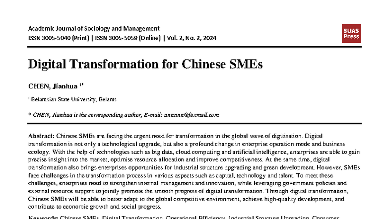 Digital Transformation Strategies for Chinese SMEs: Challenges & Solutions - Studocu