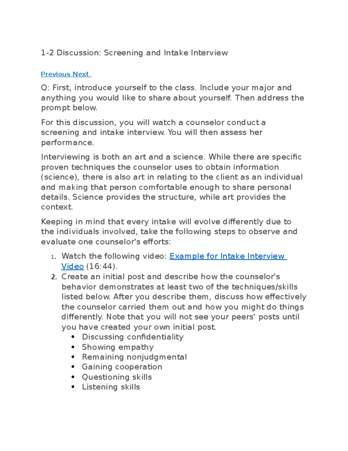 Week 1 Discussion Substance Use from Screening - Discussion: Screening ...
