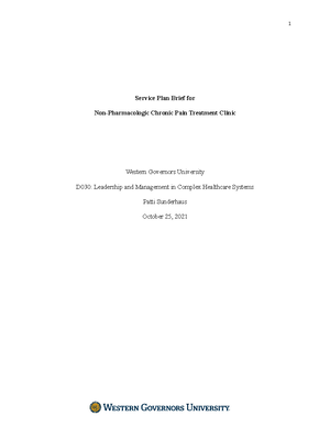 Nurse Service Line D030 - LEADERSHIP AND MANAGEMENT IN COMPLEX ...