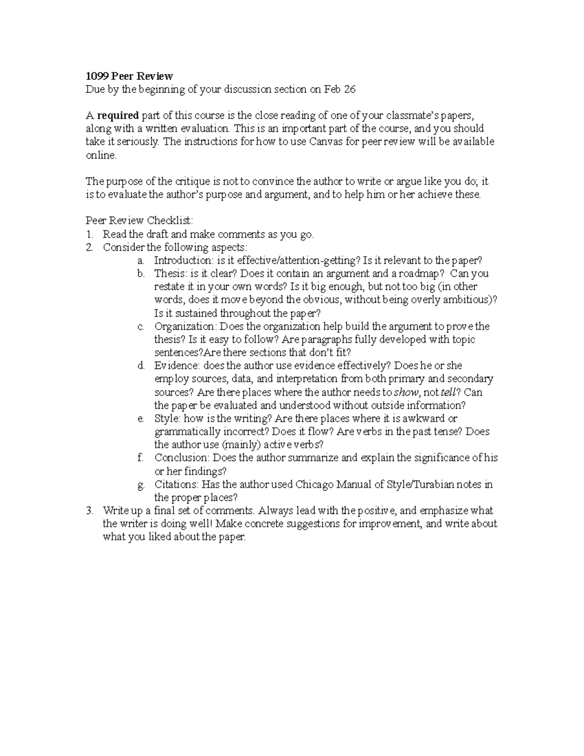1099 Peer Review Checklist for Discussion Section Evaluation - Studocu