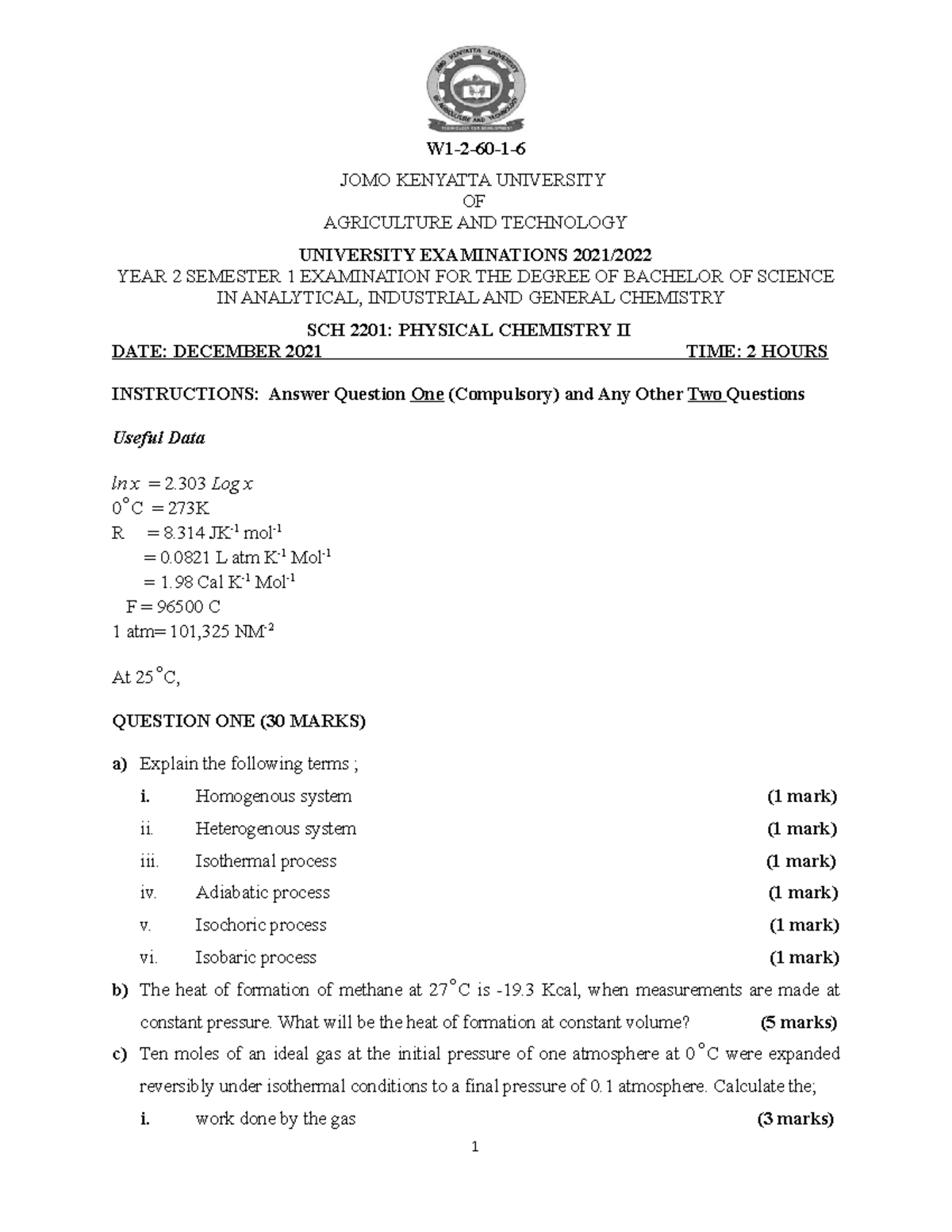 SCH 2201: Final Exam Study Guide for Physical Chemistry II - Studocu