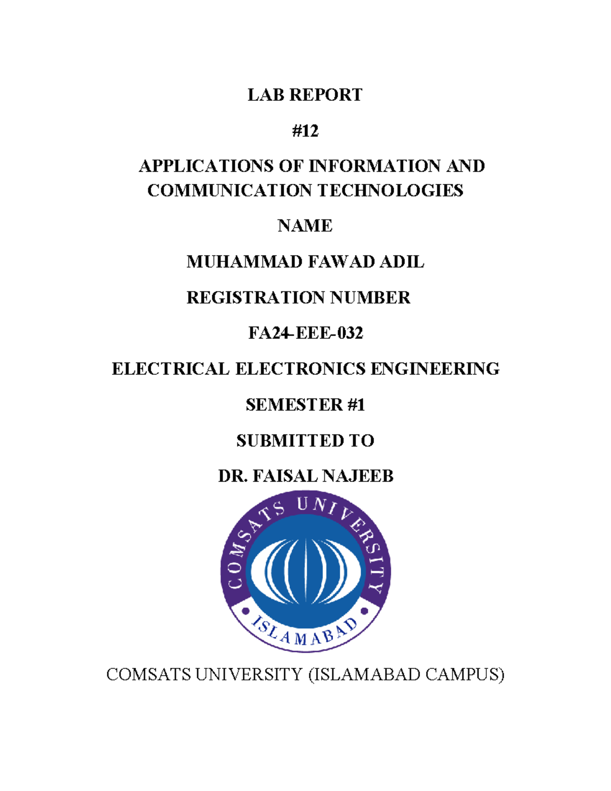 LAB Report: Applications of ICT in Decision Structures - EE 101 - Studocu
