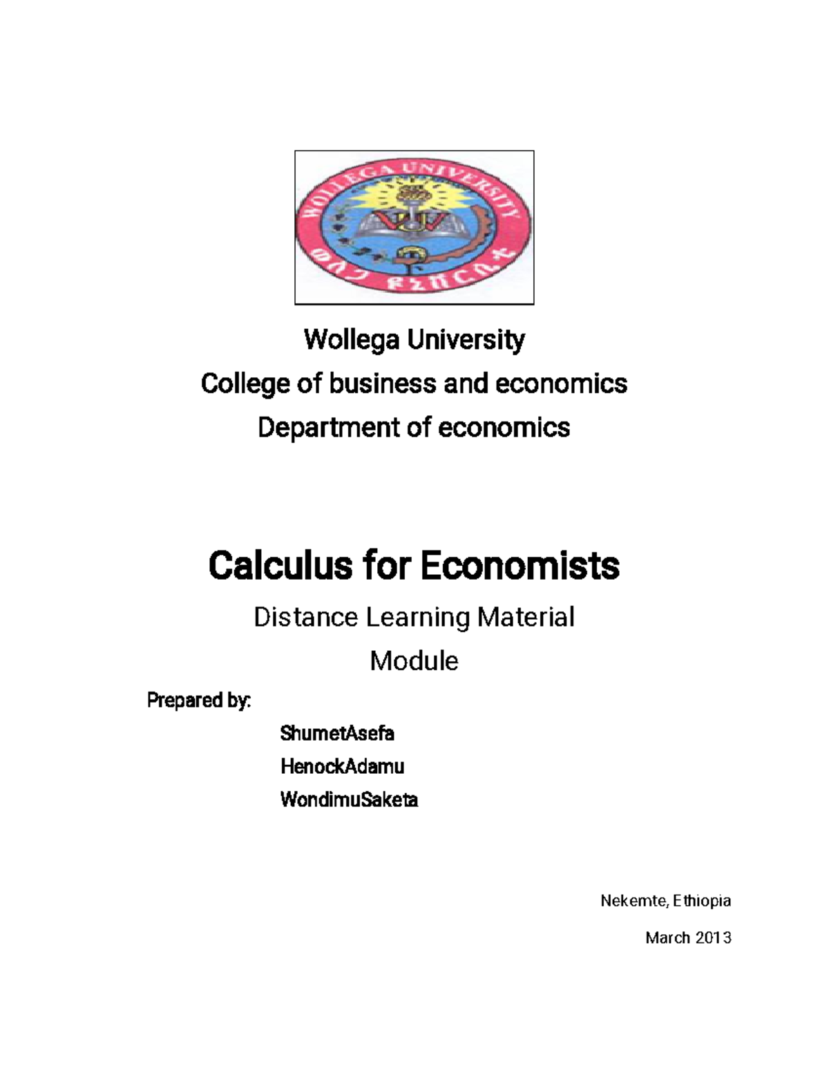 Calculus for Economists - Module 1 Study Guide (CBE 101) - Studocu