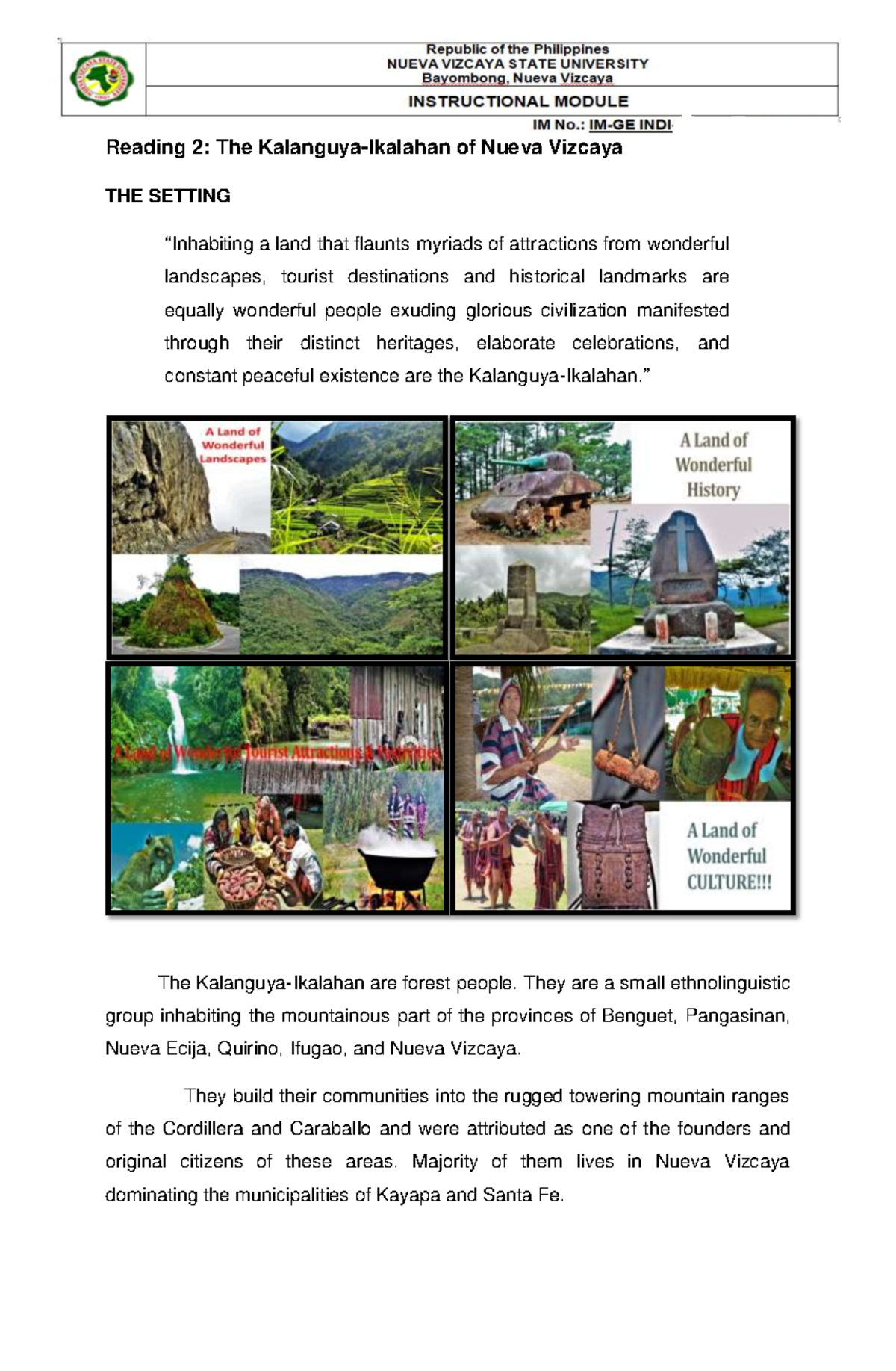 Kalanguya-Ikalahan Culture and Society: A Comprehensive Overview - Studocu