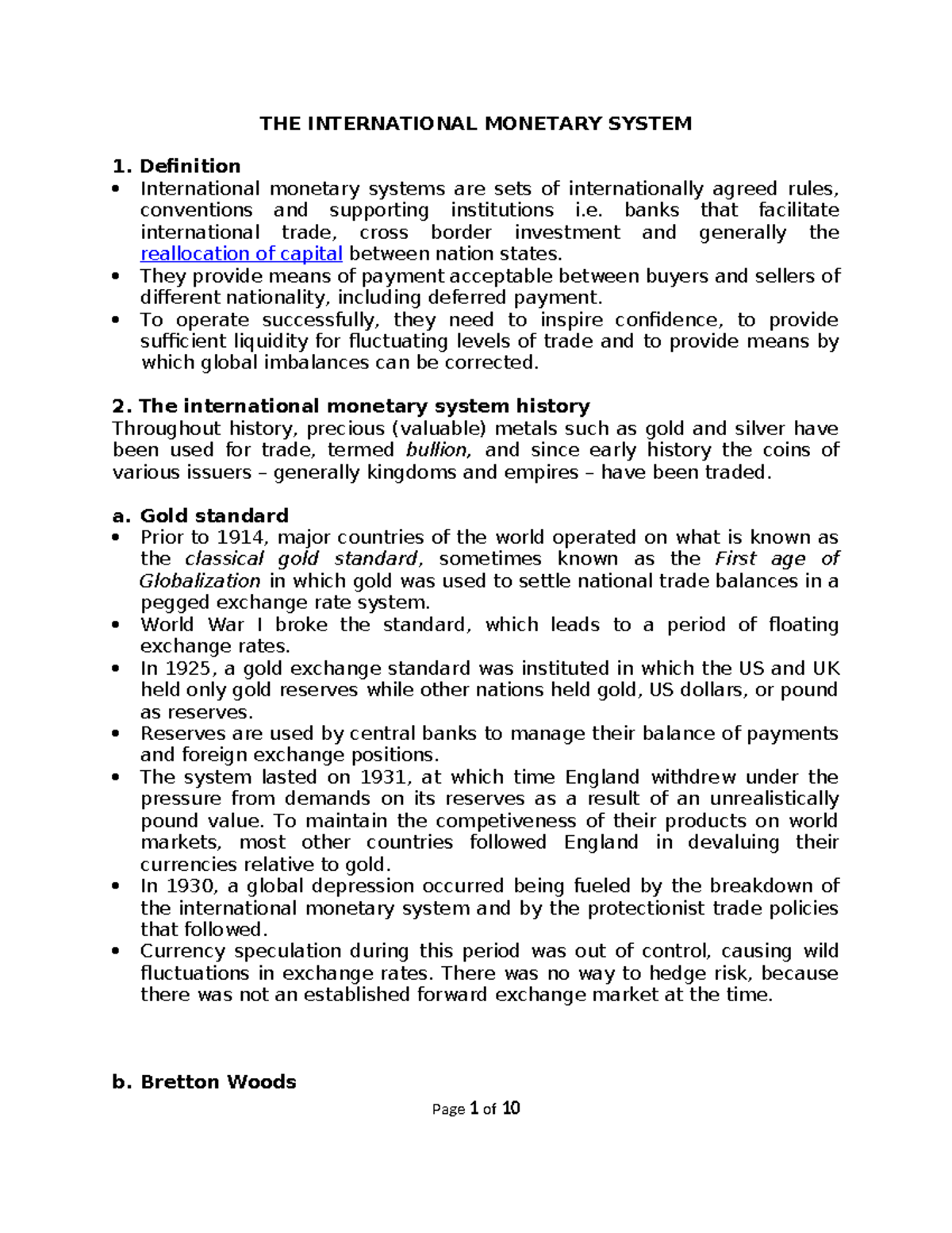 International Monetary System: An In-Depth Overview and Analysis - Studocu