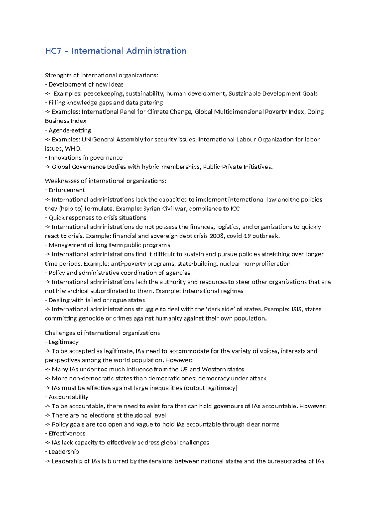 HC7 International Administration: Strengths, Weaknesses, and Challenges ...