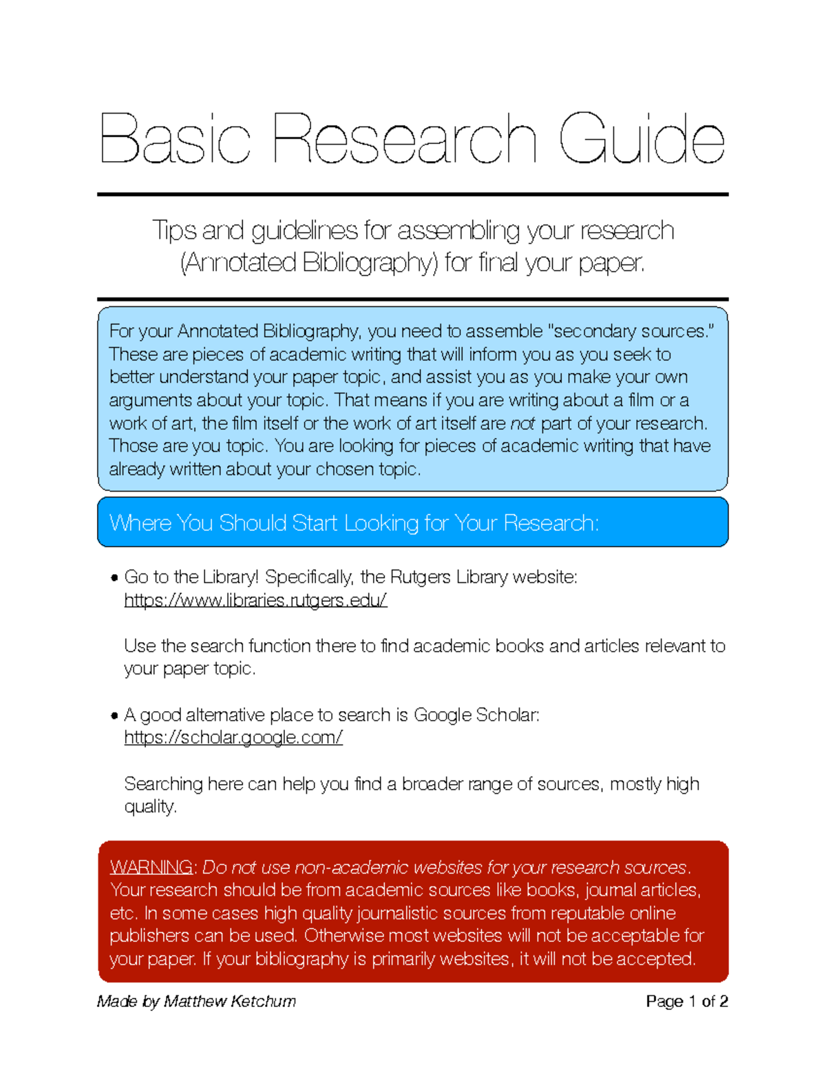 Basic Research Guide - bio - Basic Research Guide Tips and guidelines ...