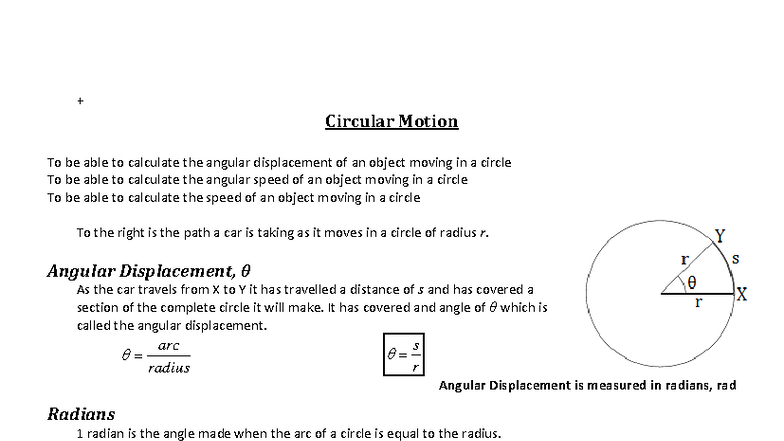 Circular Motion Notes - Understanding Angular Displacement & Speed ...