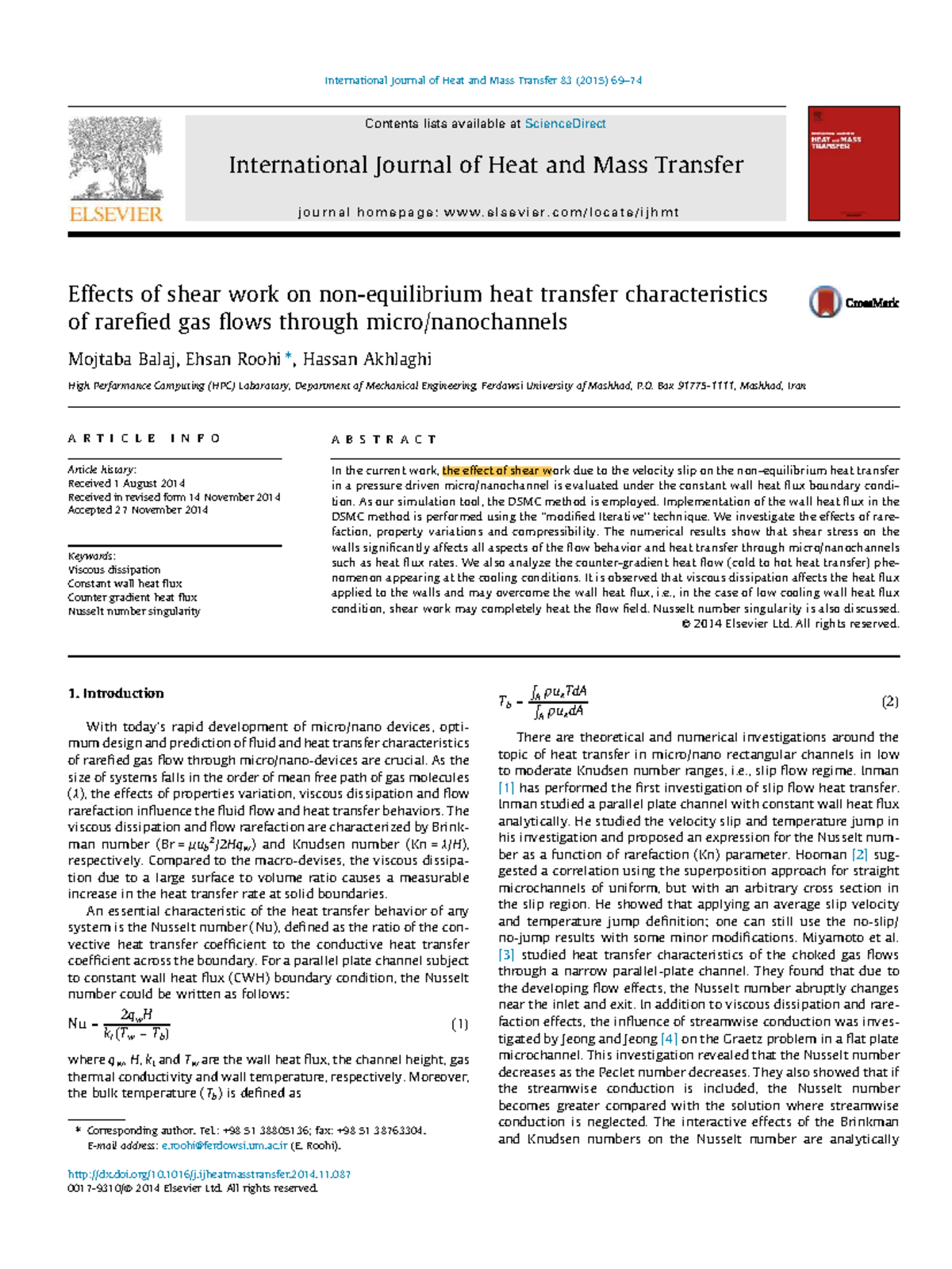 Balaj 2015 - rarefied gas, hypersonic - Effects of shear work on non ...