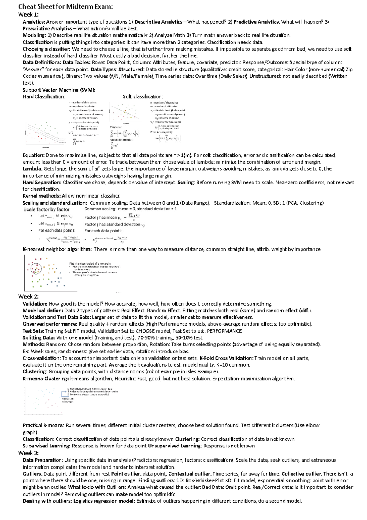 Cheat Sheet for Midterm Exam 1 - Cheat Sheet for Midterm Exam: Week 1 ...