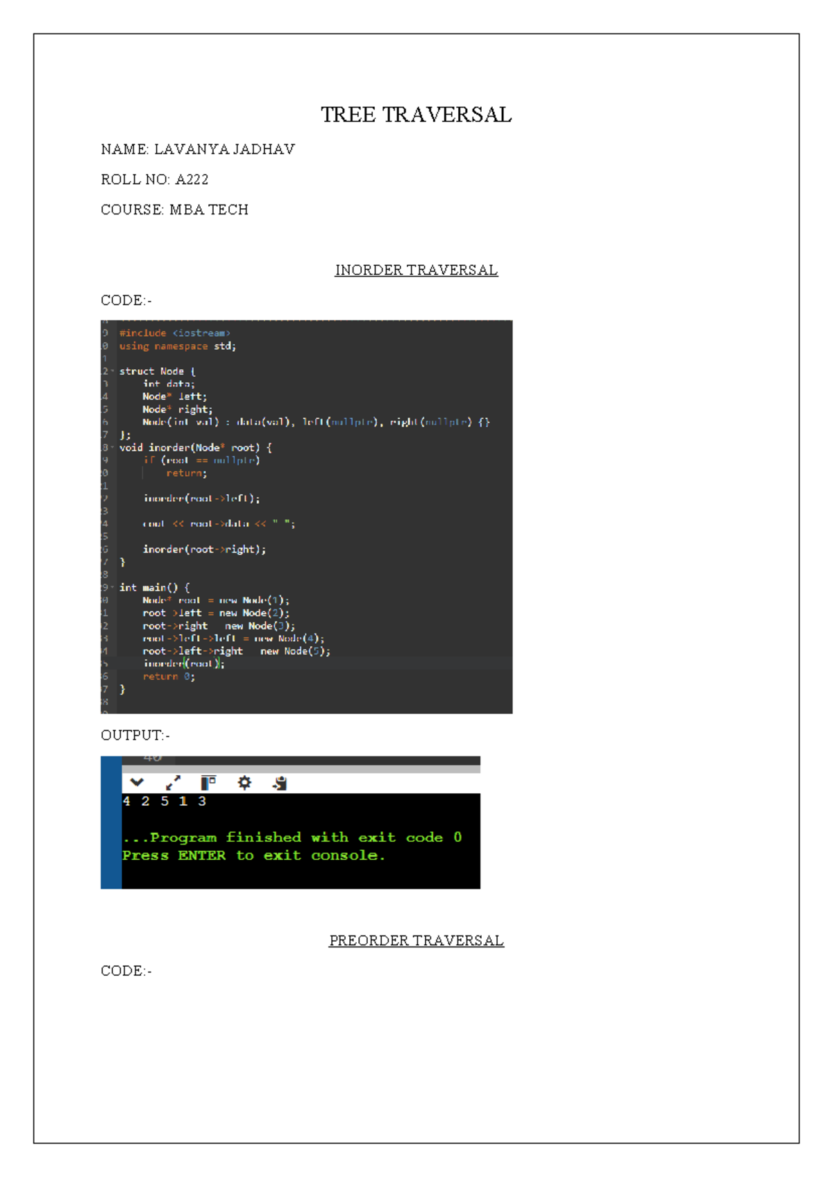 TREE Traversal - Data Structure & Algorithms - TREE TRAVERSAL NAME ...
