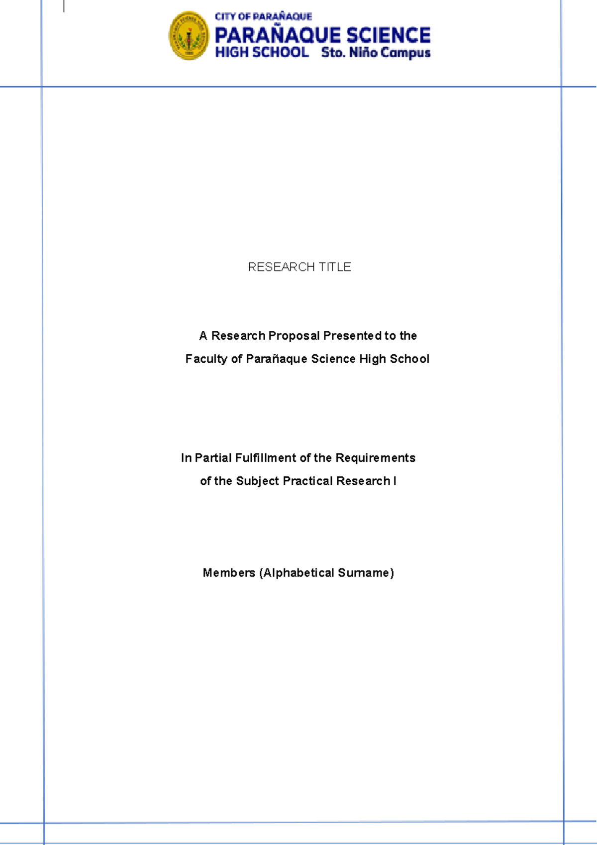 Practical- Research- Format - Research 1 - RESEARCH TITLE A Research ...