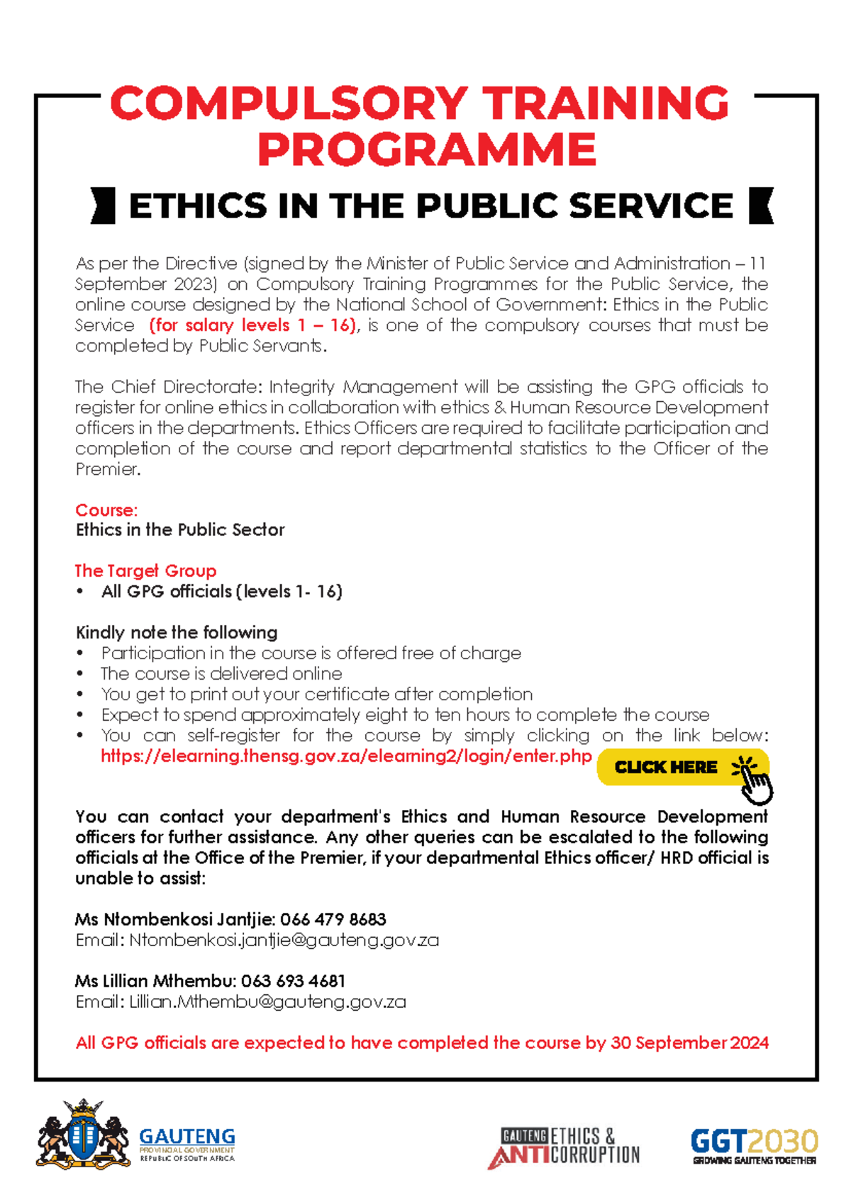 Ethics in the Public Service: Compulsory Training Programme for GPG ...