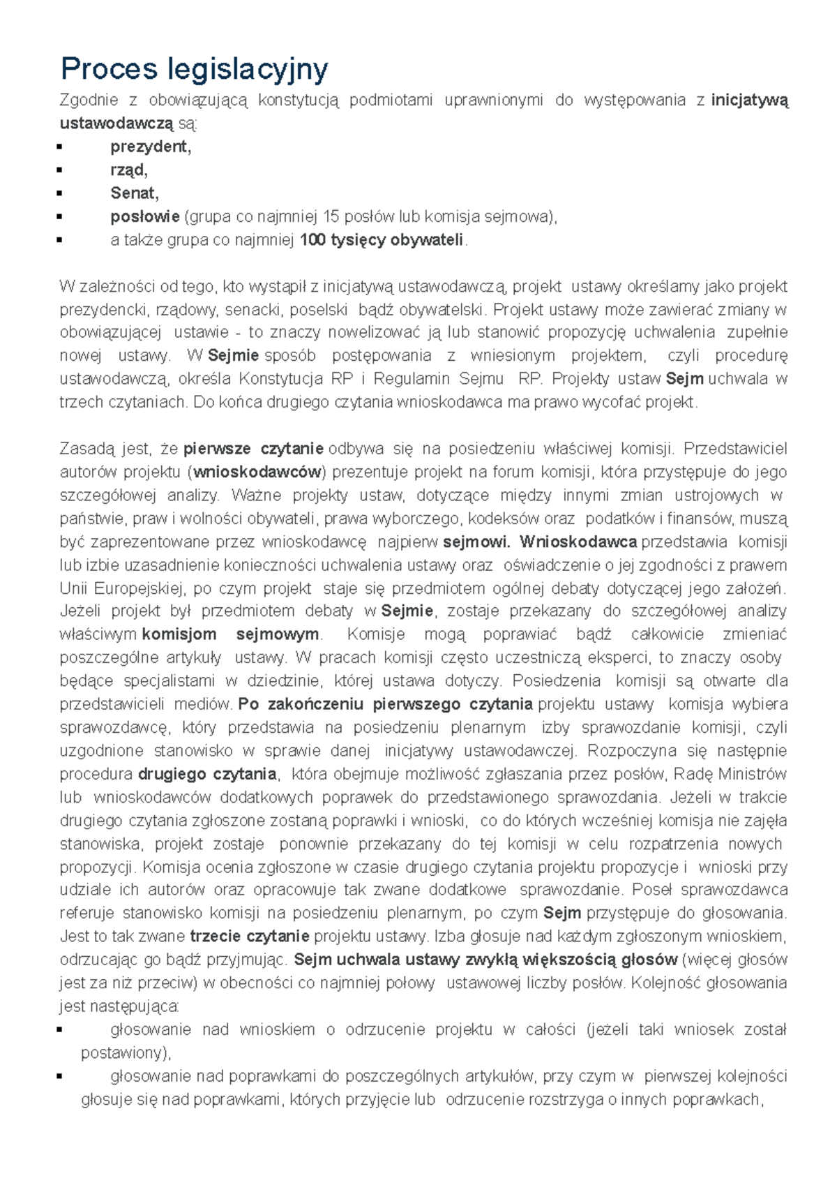 Proces legislacyjny - wos - Proces legislacyjny Zgodnie z obowiązującą ...