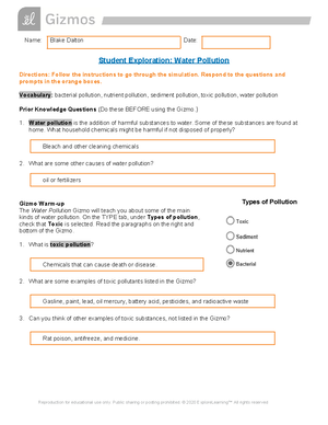 Photosynthesis Lab Gizmo Student Handout - Name: Blake Dalton Date: (9 ...