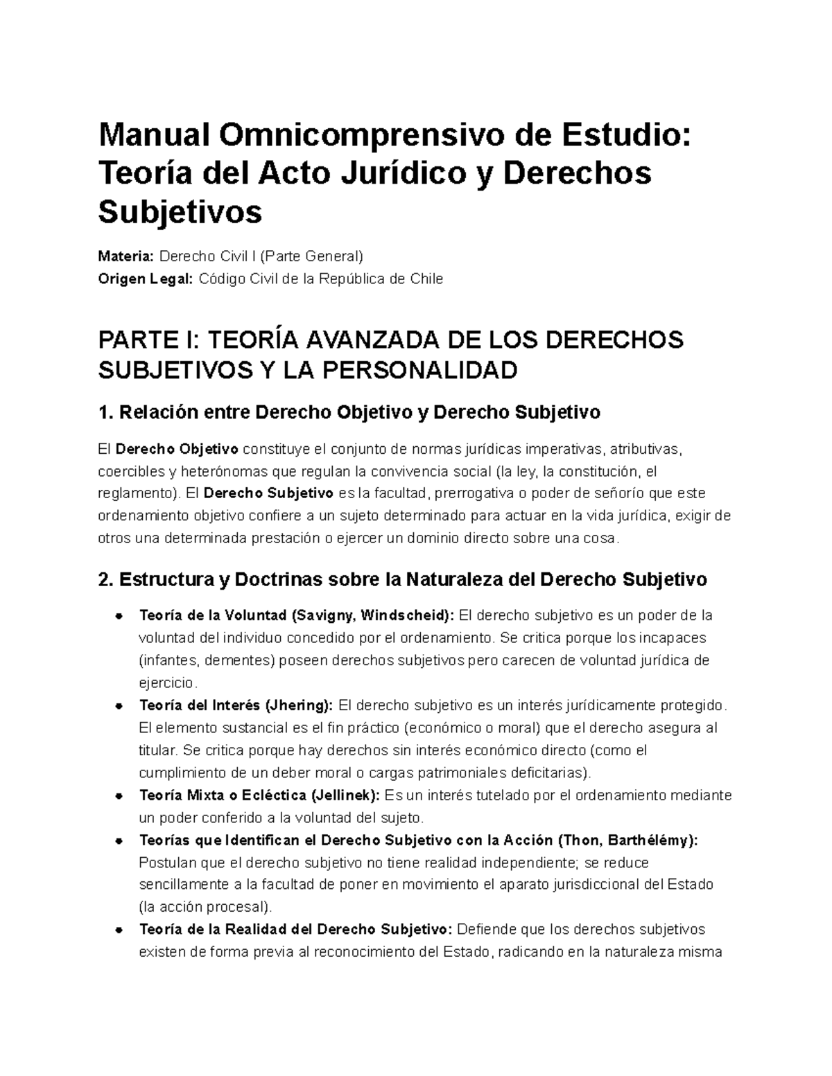 Manual Completo de Estudio: Acto Jurídico y Derechos Subjetivos ...