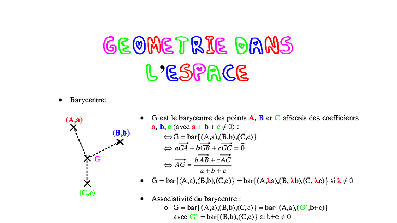 Barycentre et Applications en Géométrie - Cours de Mathématiques - Studocu