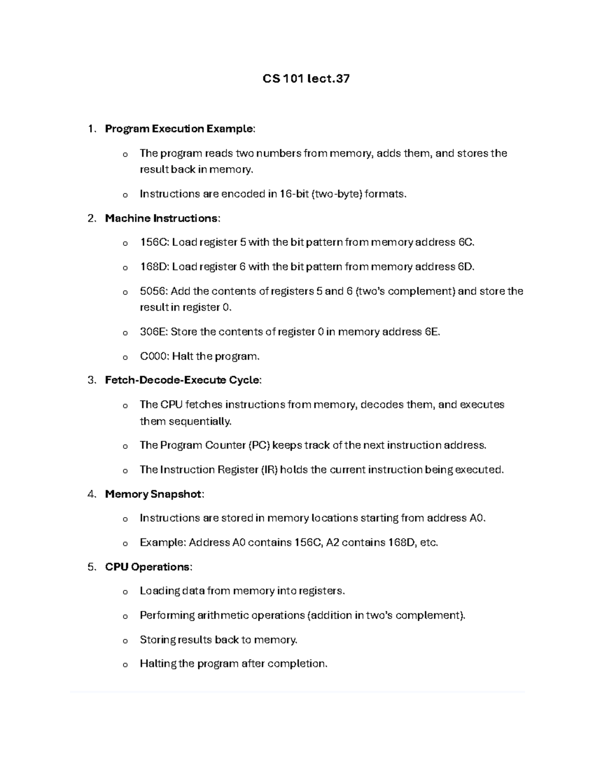 CS 101 lect - Introduction to Computing - CS 101 lect. Program ...