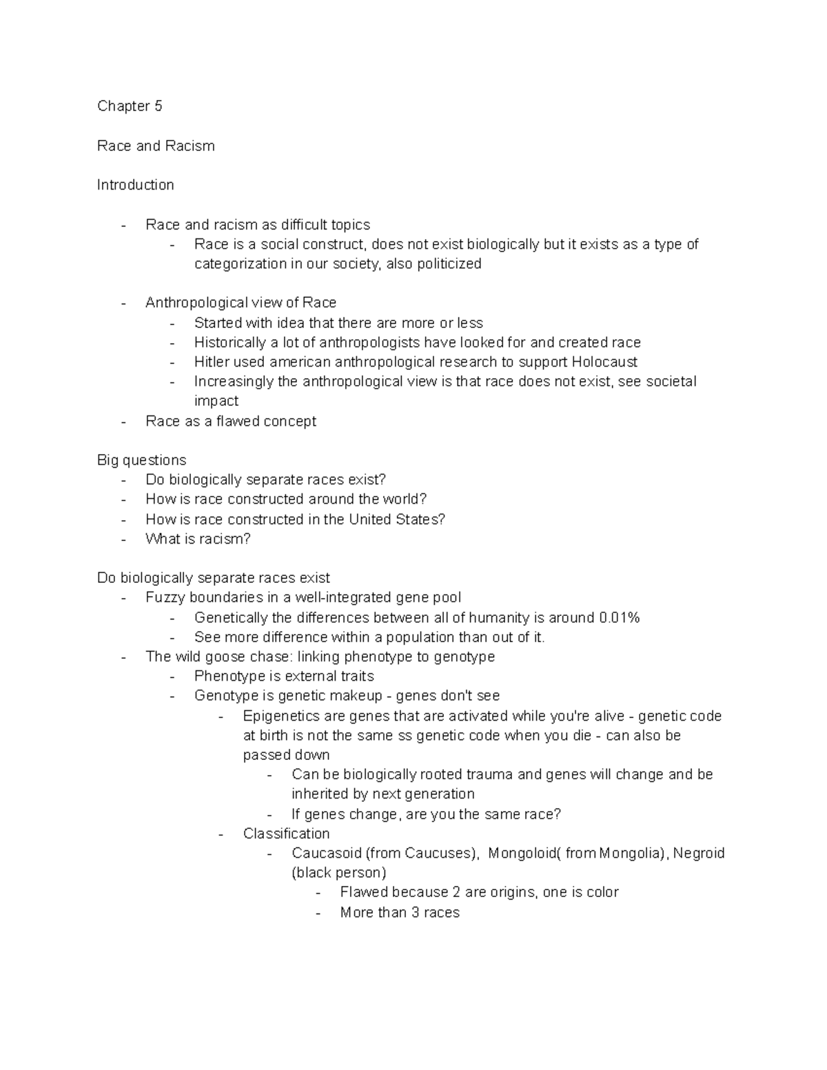 ANTH 166 Part 2 - Lecture Notes on Race, Racism, Ethnicity, and ...