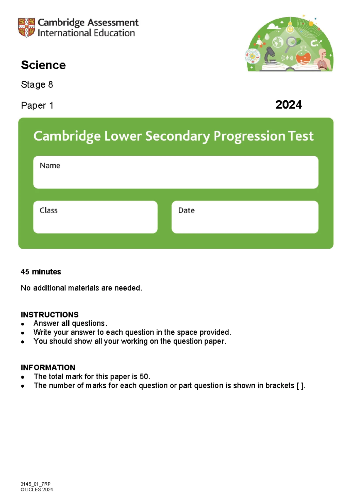 Mathematics 9709/51 Paper 5 Probability & Statistics 1 Mark Scheme 2024 ...