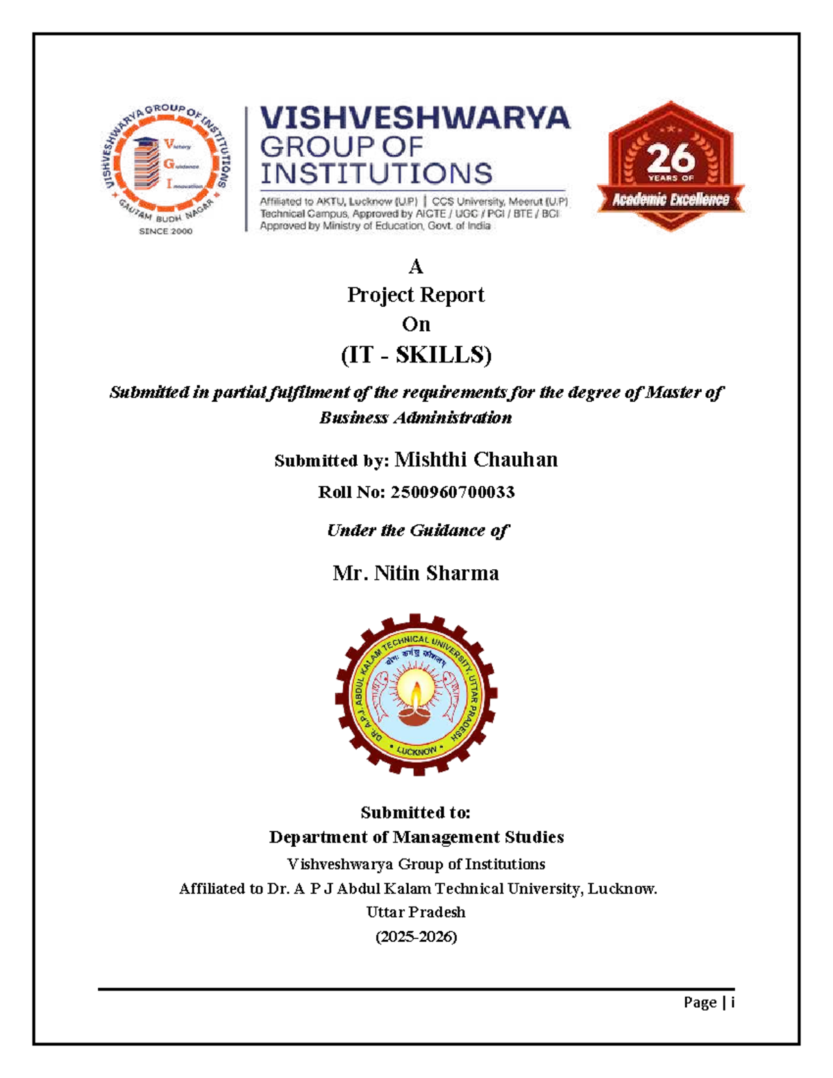 MBA 2nd Sem Project Report on IT Skills and Computer Fundamentals - Studocu