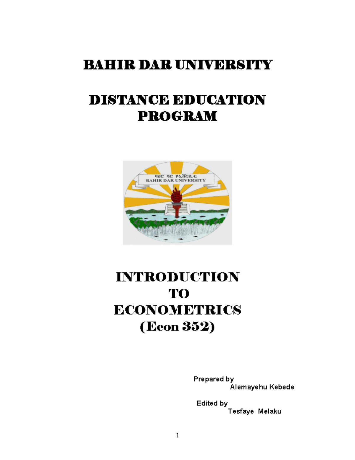 Introduction to Econometrics (Econ 352) - Comprehensive Study Notes ...