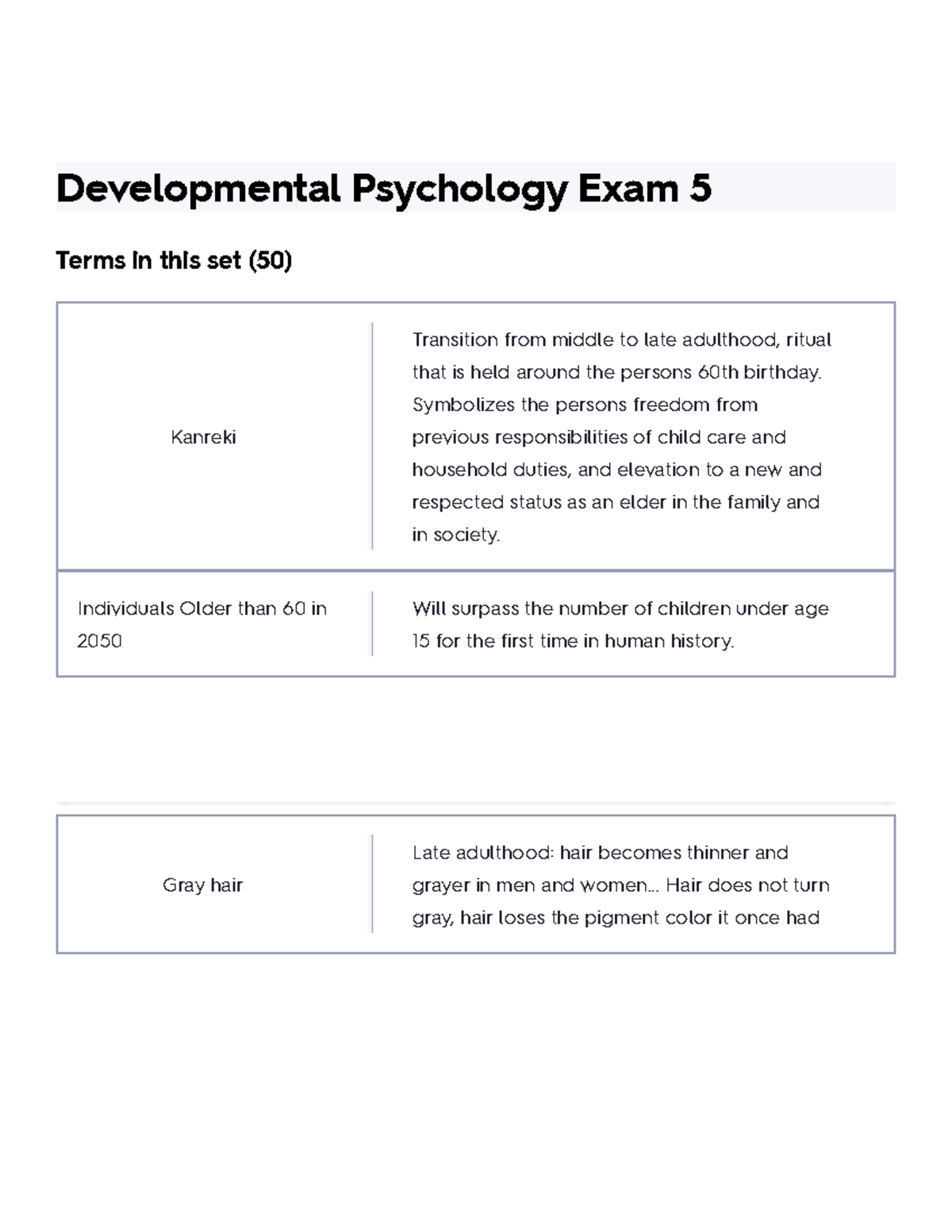 Developmental Psychology Exam 5 Flashcards Study Guide - Studocu