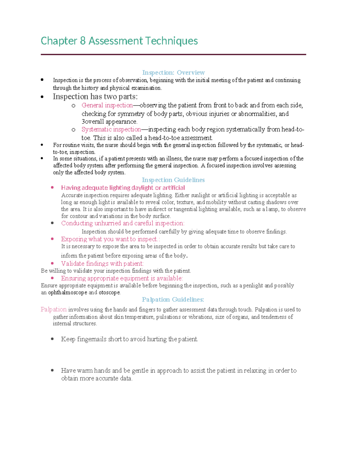 Chapter 8: Techniques for Patient Assessment and Inspection Methods ...