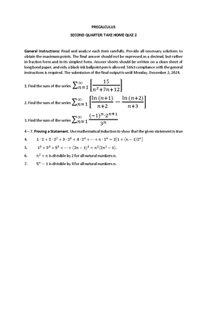 Pre calculus and basic calculus - PRECALCULUS SECOND QUARTER: TAKE HOME ...