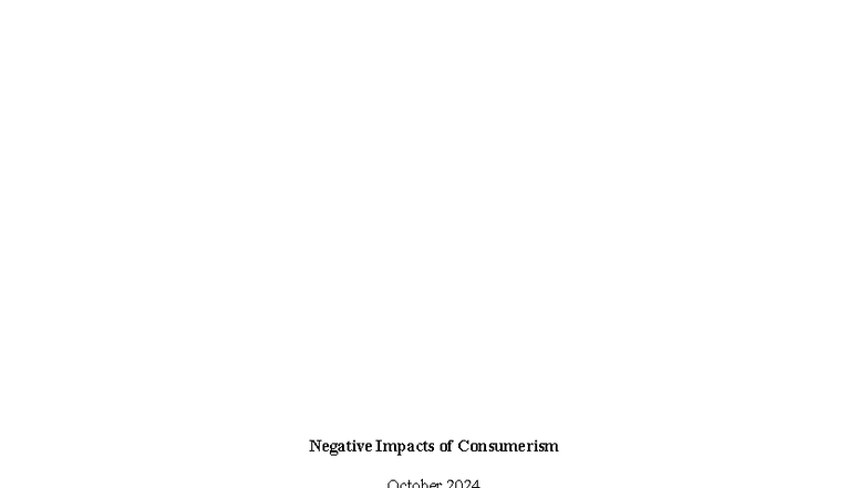 Final Paper: Negative Impacts of Consumerism (Course Code: 2024) - Studocu