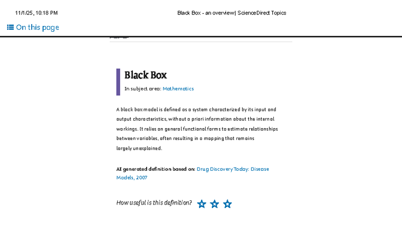 Black Box Models: An Overview in Mathematics and System Theory - Studocu