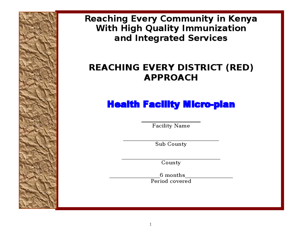 HF EPI Microplanning Tool for Reaching Every Community in Kenya - Studocu