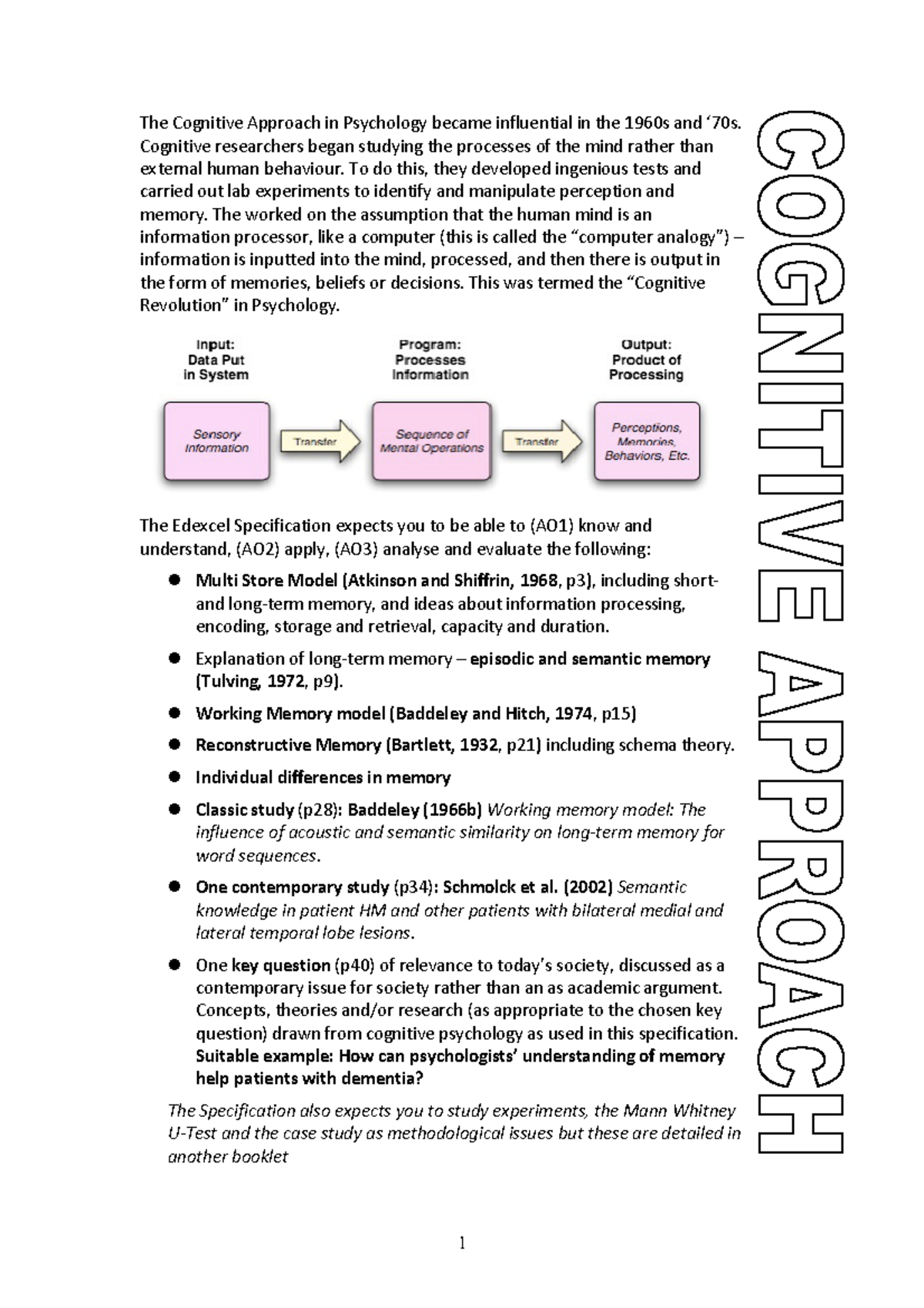 Cognitive Psychology: The Multi Store Model Explained (A-Level) - Studocu
