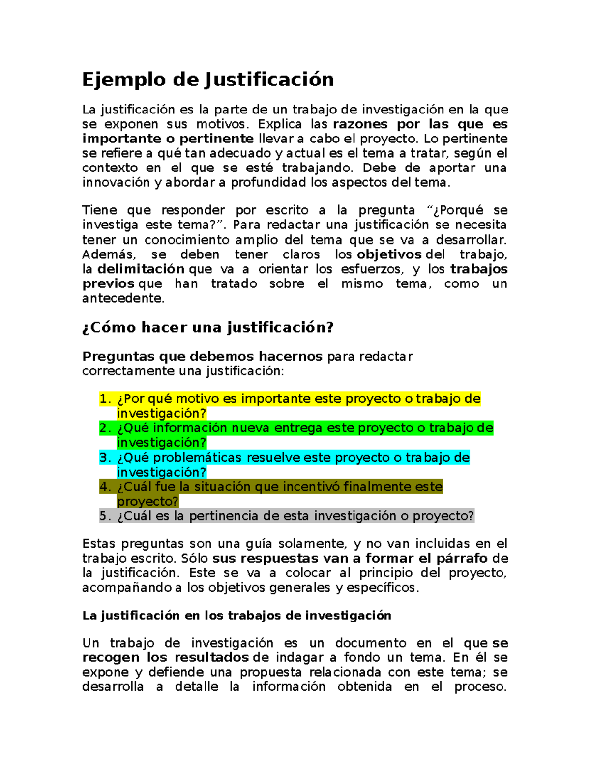 Ejemplo De Justificación Para Proyectos De Investigación Studocu