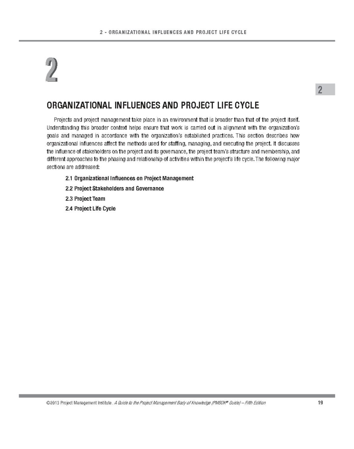 Chapter 2: Organizational Influences and Project Life Cycle Analysis ...