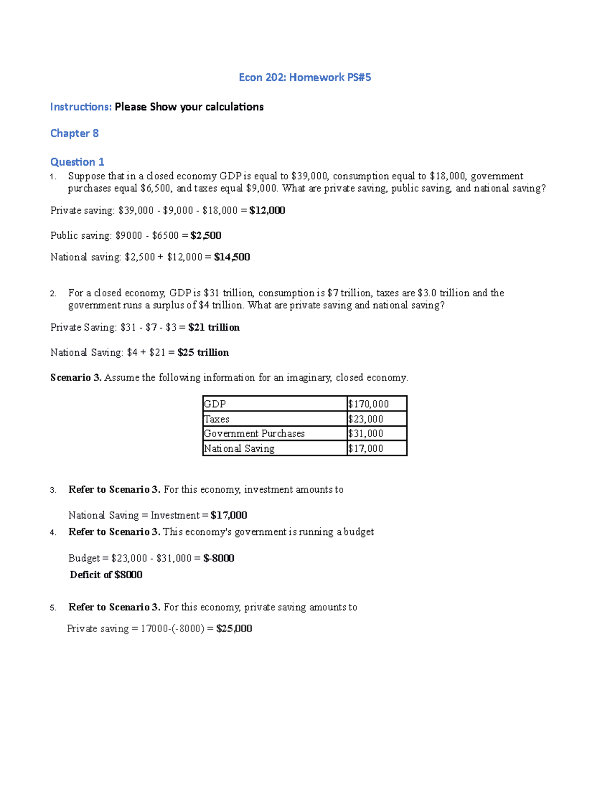 ECO202 Chapter 8 Homework Problems and Solutions - Studocu