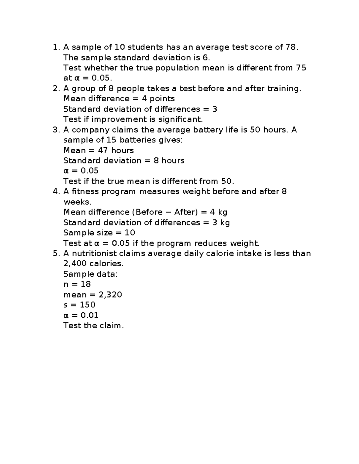 Grade 11 Stat Formative: Hypothesis Testing Examples and Analysis - Studocu