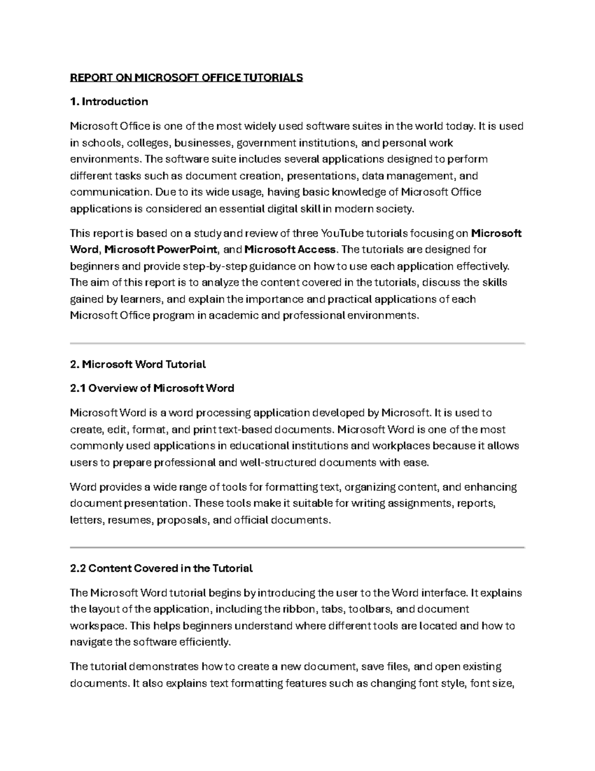 REPORT ON MICROSOFT OFFICE TUTORIALS: STA2105 CALCULUS - Studocu