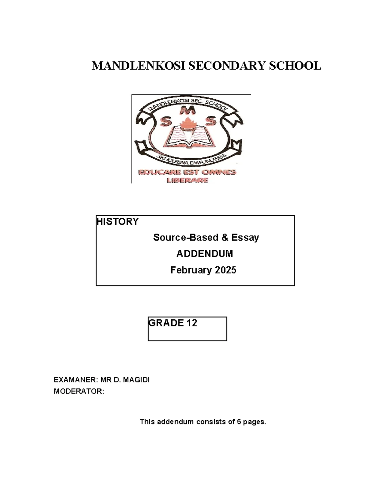 2025 Grade 12 History ATP and POA: Term 1 and Term 3 Guide - Studocu