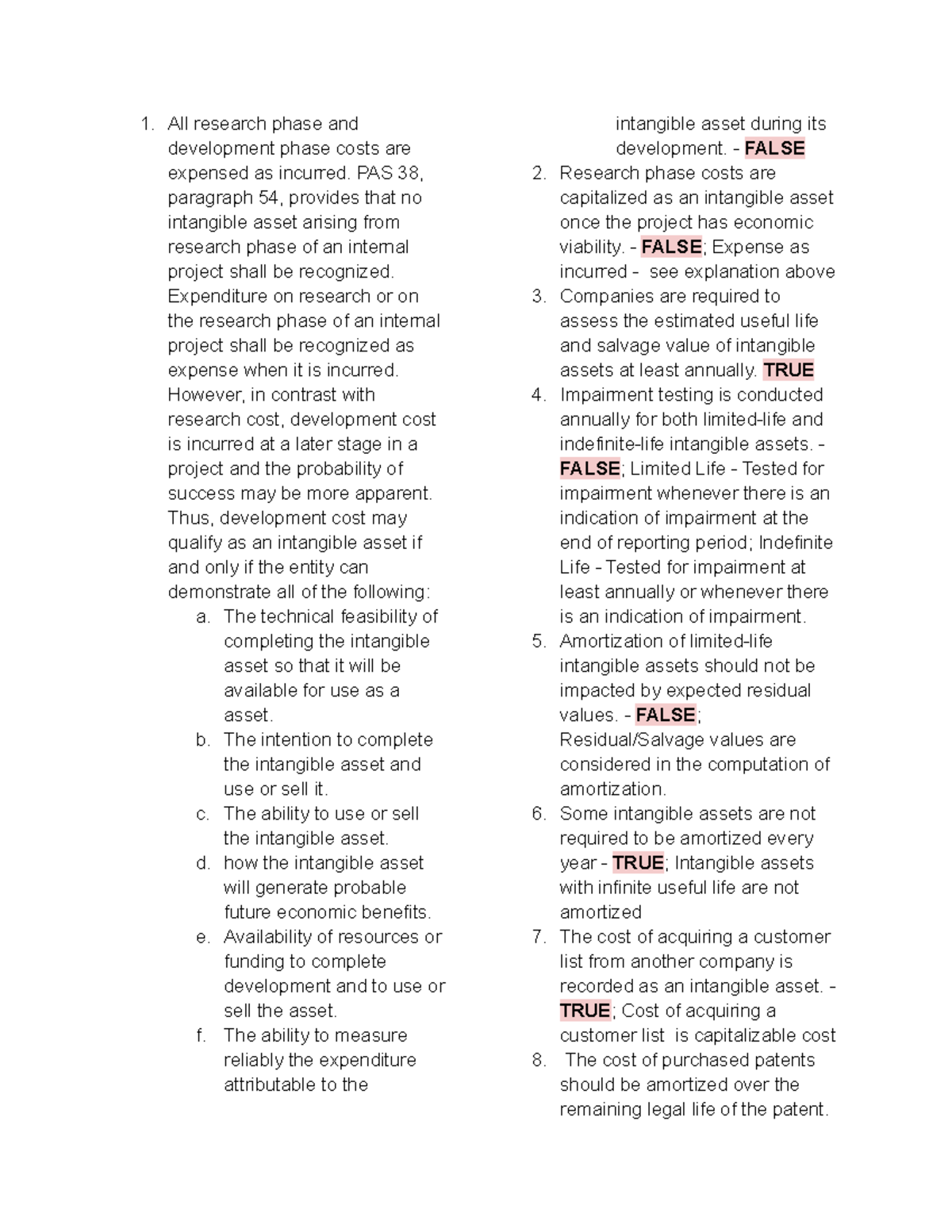 Intangible Assets and Development Costs: Framework & Standards FINALS ...