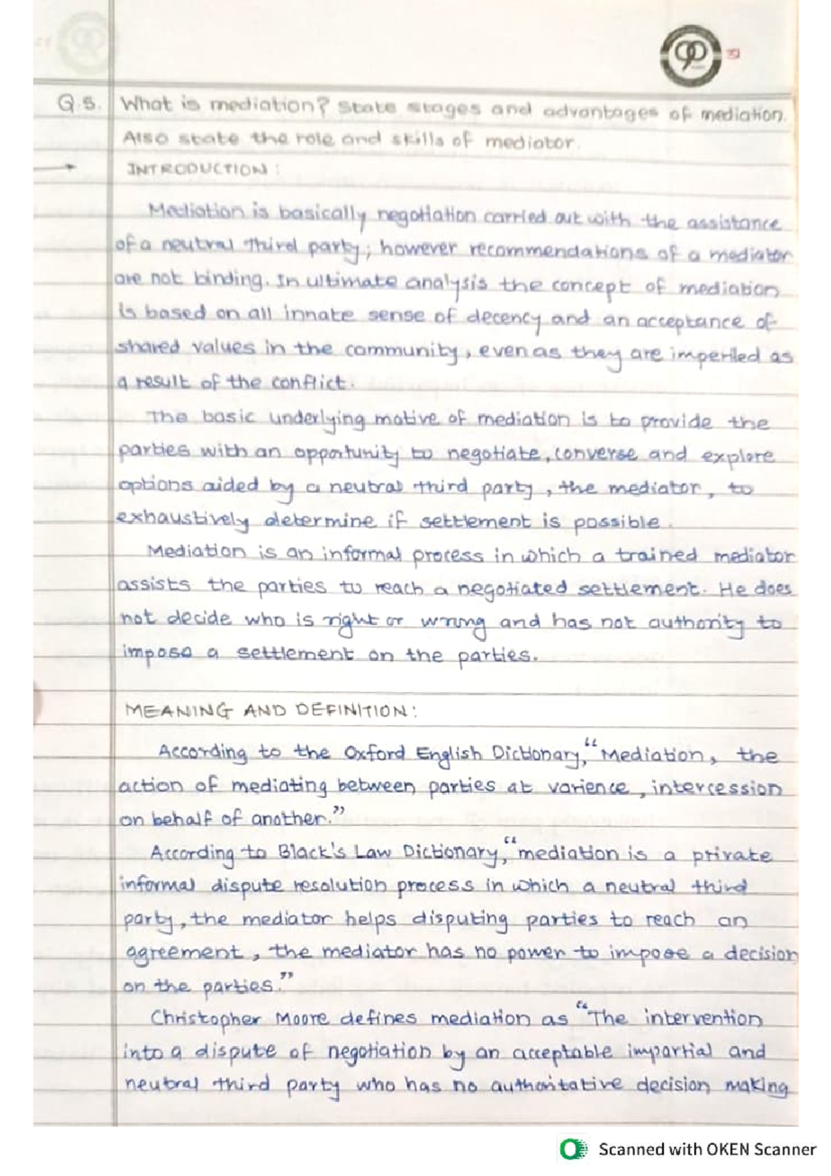 ADR Q5 - Understanding Mediation: Stages, Advantages, and Mediator's ...