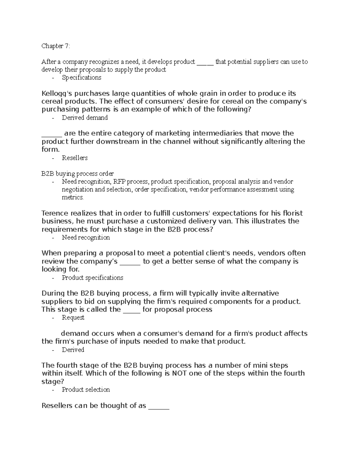 Exam 2 - Chapter 7-12 Study Guide - Chapter 7: After a company ...