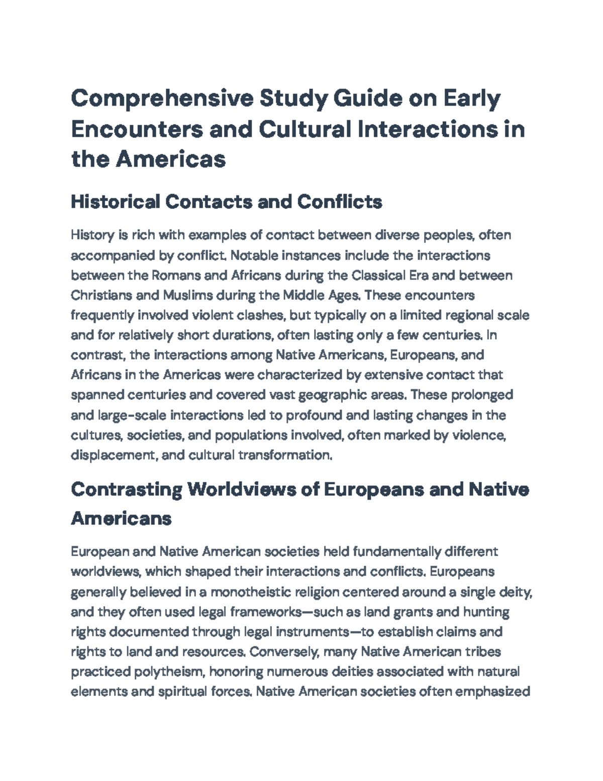 Comprehensive Study Guide on Early Encounters in the Americas (HIST101 ...